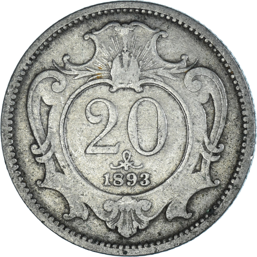 Coin, Austria, 20 Heller, 1893 | European Coins