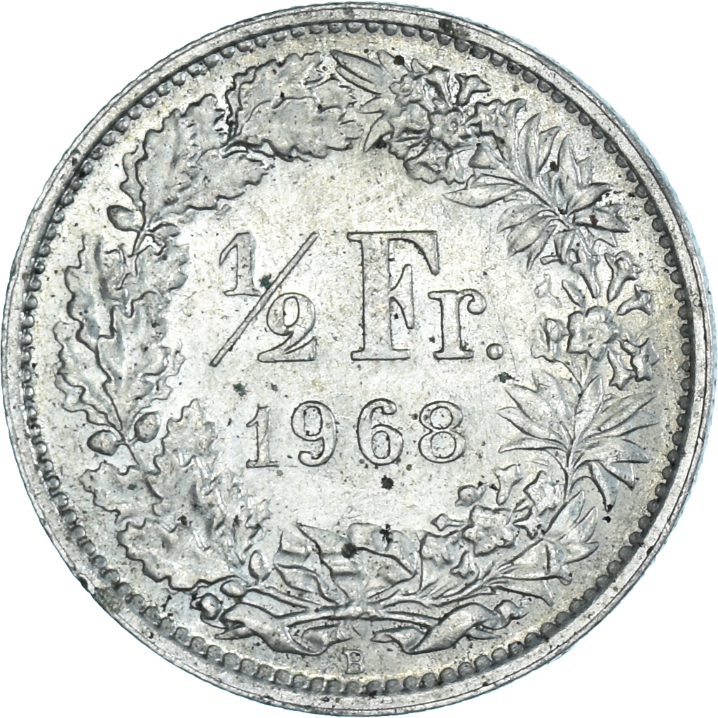 Coin, Switzerland, 1/2 Franc, 1968 | European Coins