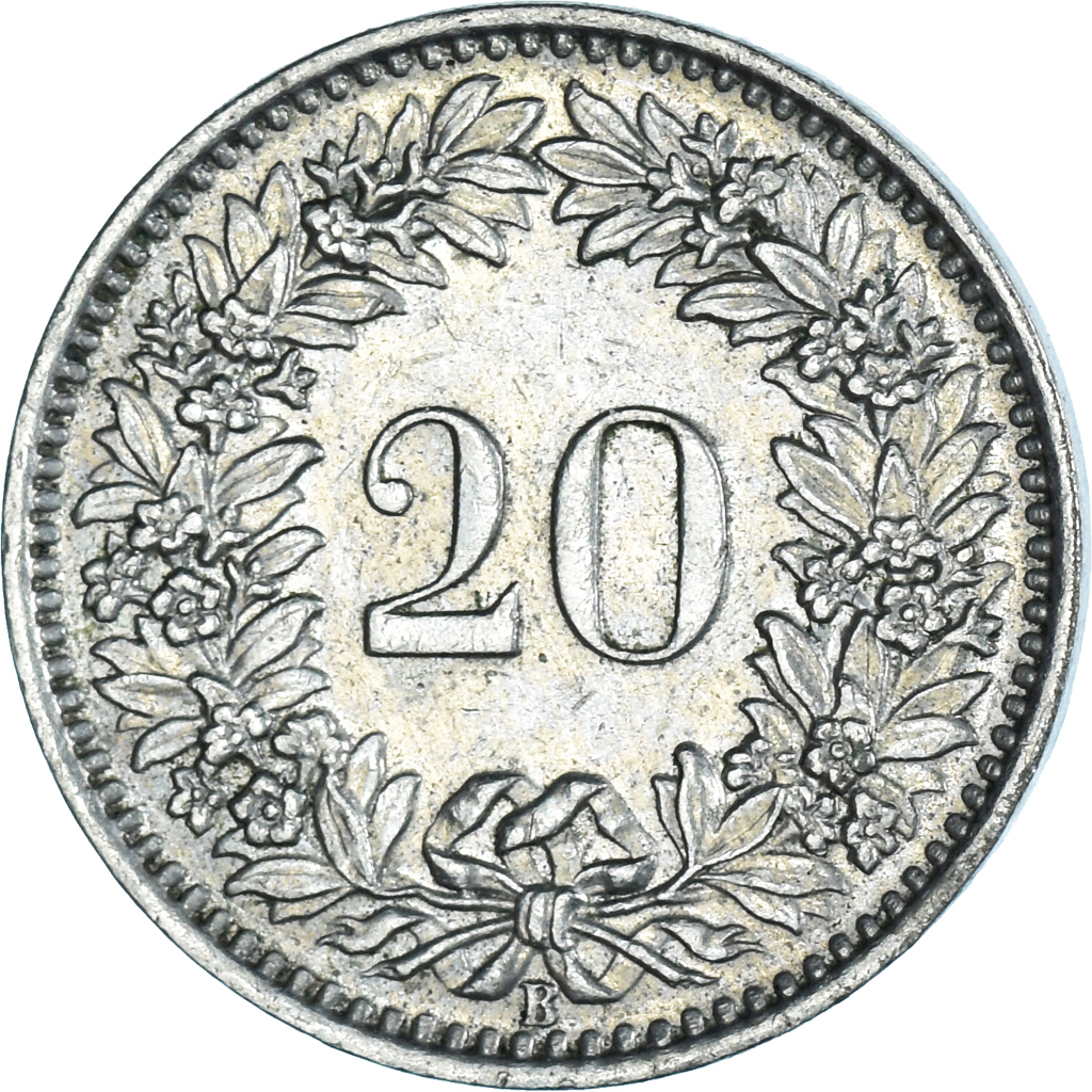 Coin, Switzerland, 20 Rappen, 1962 | European Coins