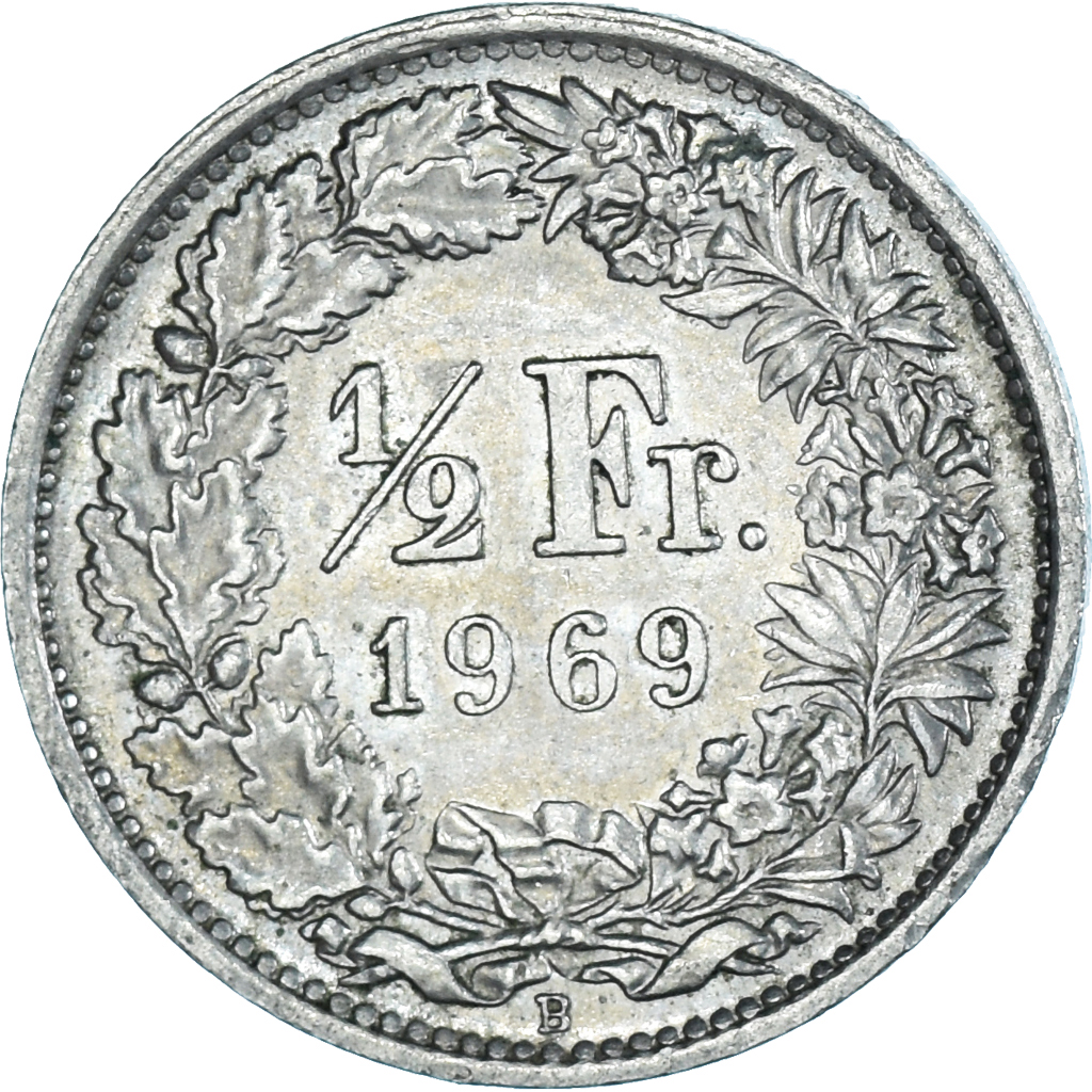 Coin, Switzerland, 1/2 Franc, 1969 | European Coins