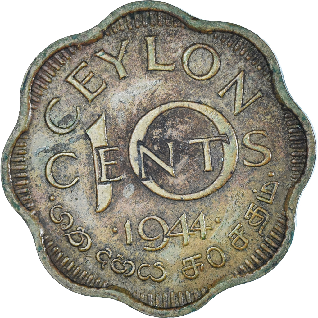 Coin, Ceylon, 10 Cents, 1944 | Asian and Middle Eastern Coins
