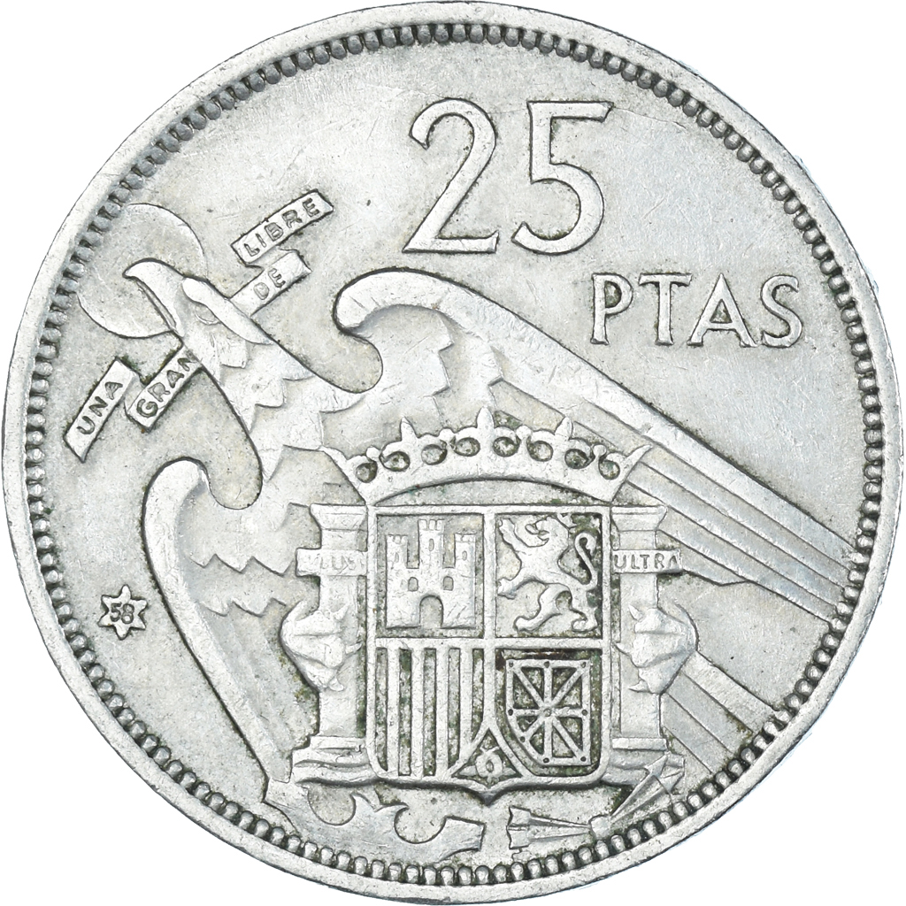 Coin, Spain, 25 Pesetas, 1957 | European Coins