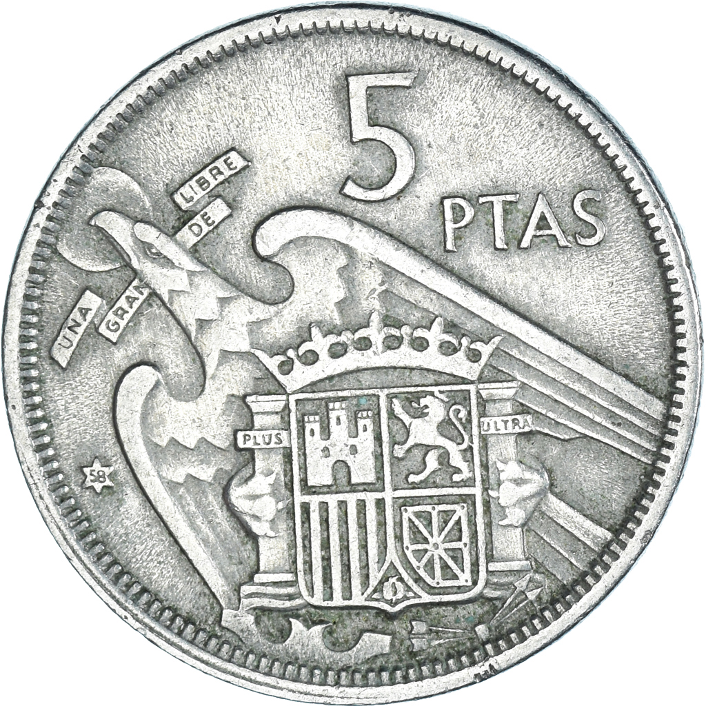 Coin, Spain, 5 Pesetas, 1957 | European Coins