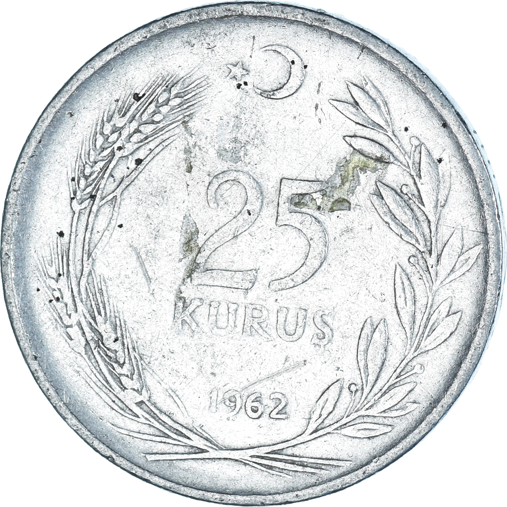 Coin, Turkey, 25 Kurus, 1962 | Asian and Middle Eastern Coins