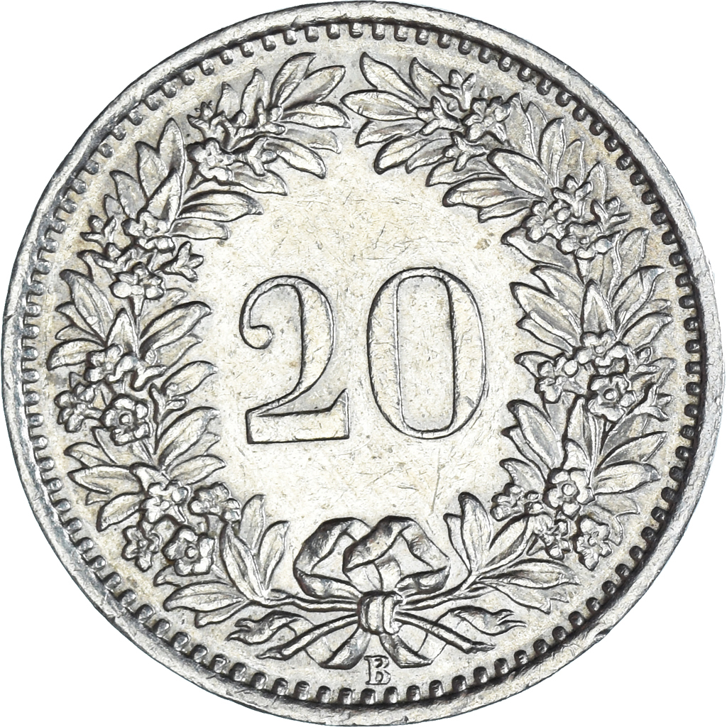 Coin, Switzerland, 20 Rappen, 1968 | European Coins