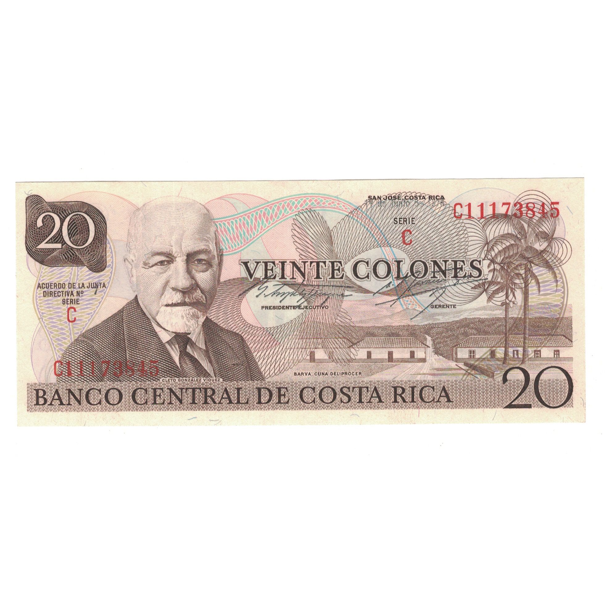 Banknote, Costa Rica, 20 Colones, KM:238c, UNC(65-70) | World Paper Money