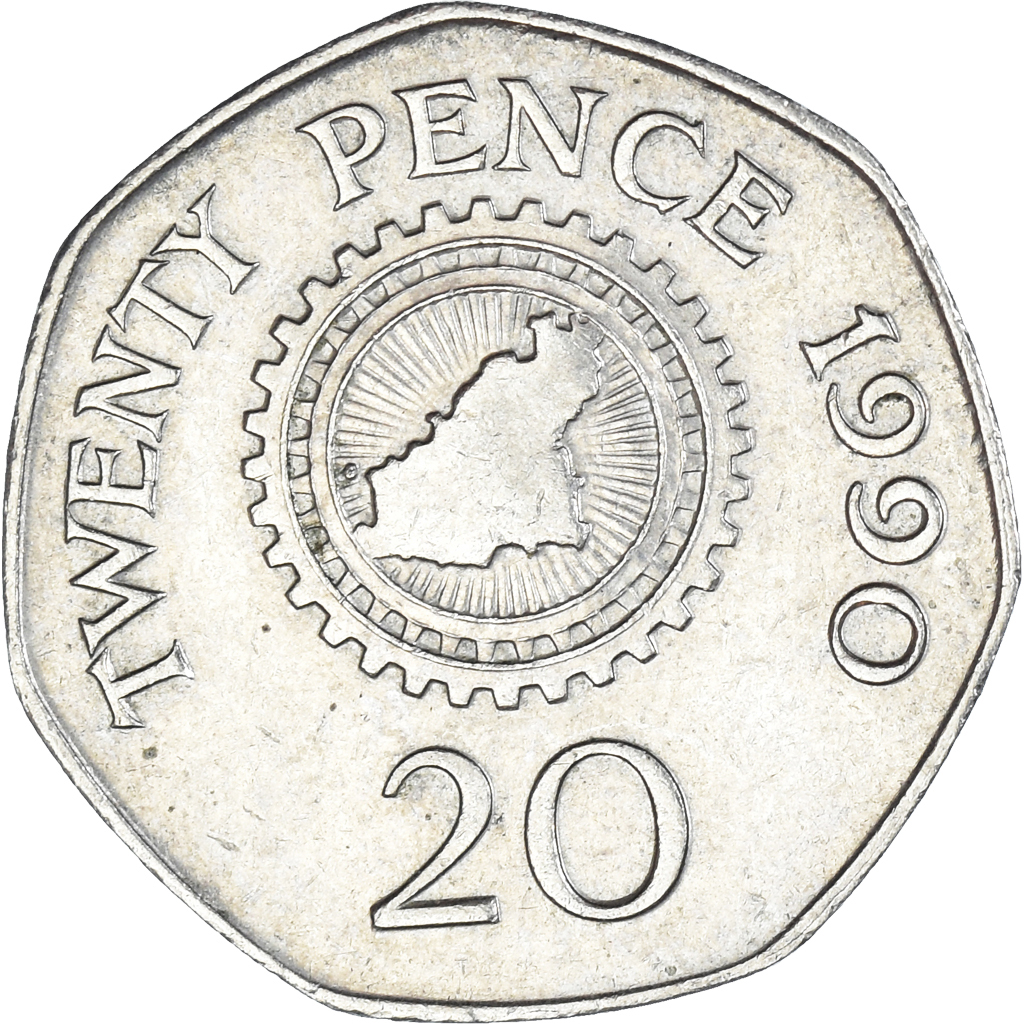 Coin, Guernsey, 20 Pence, 1990 | European Coins