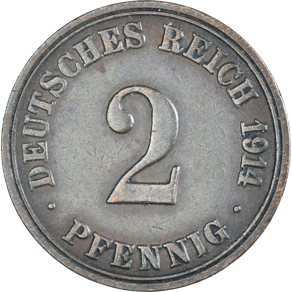 Coin, GERMANY - EMPIRE, 2 Pfennig, 1914 | European Coins