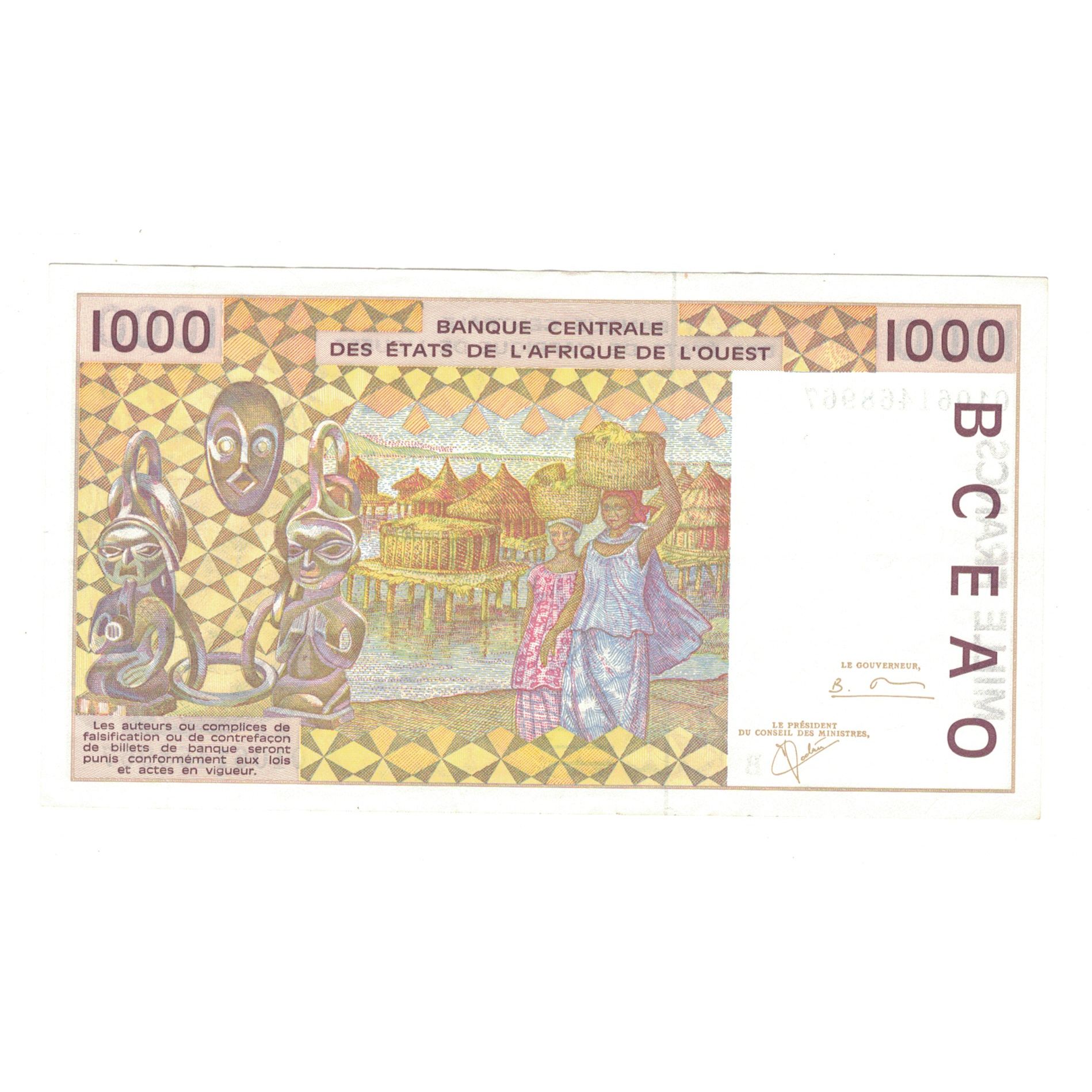 Banknote, West African States, 1000 Francs, EF(40-45) | World Paper Money
