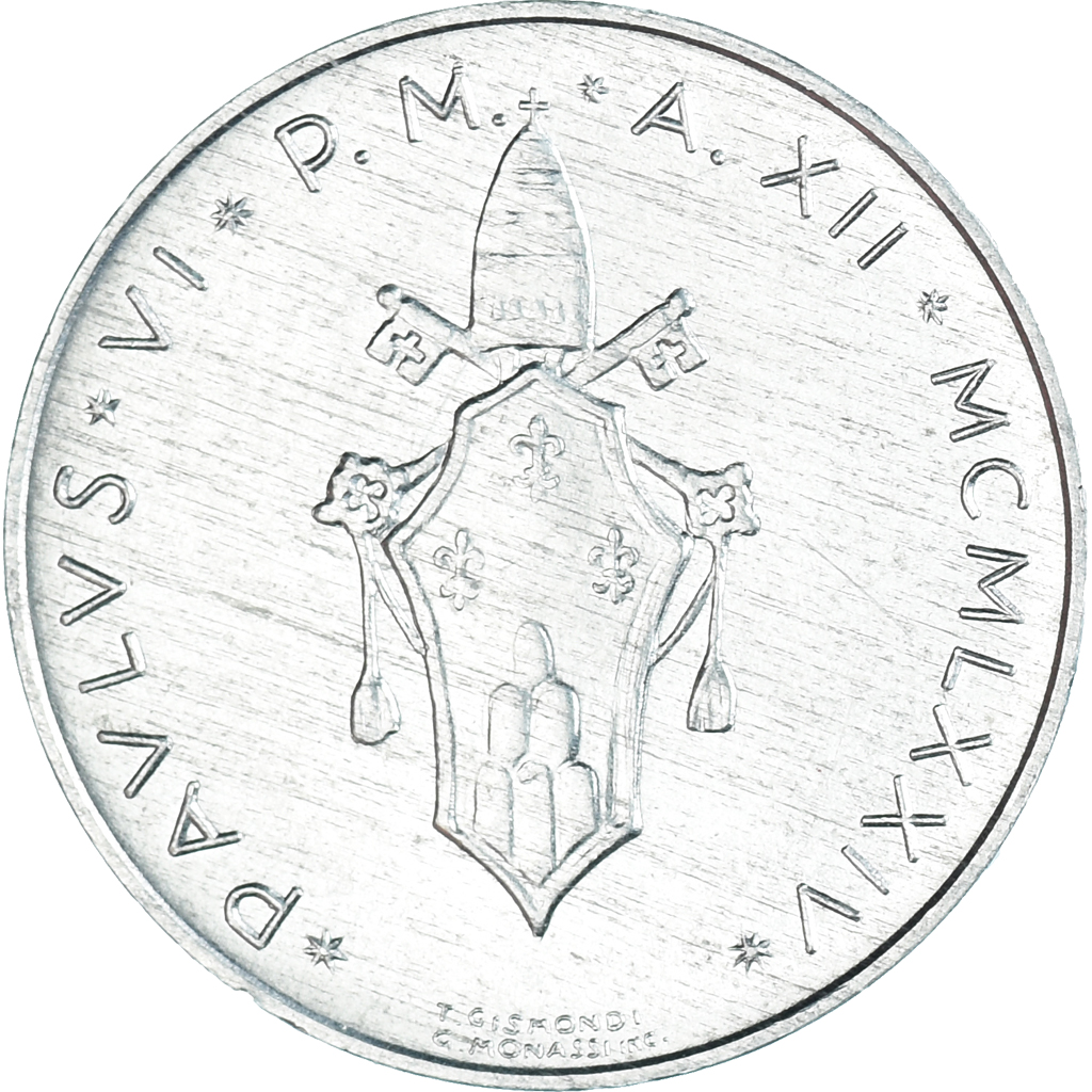 Coin, Vatican, 5 Lire, 1974 | European Coins