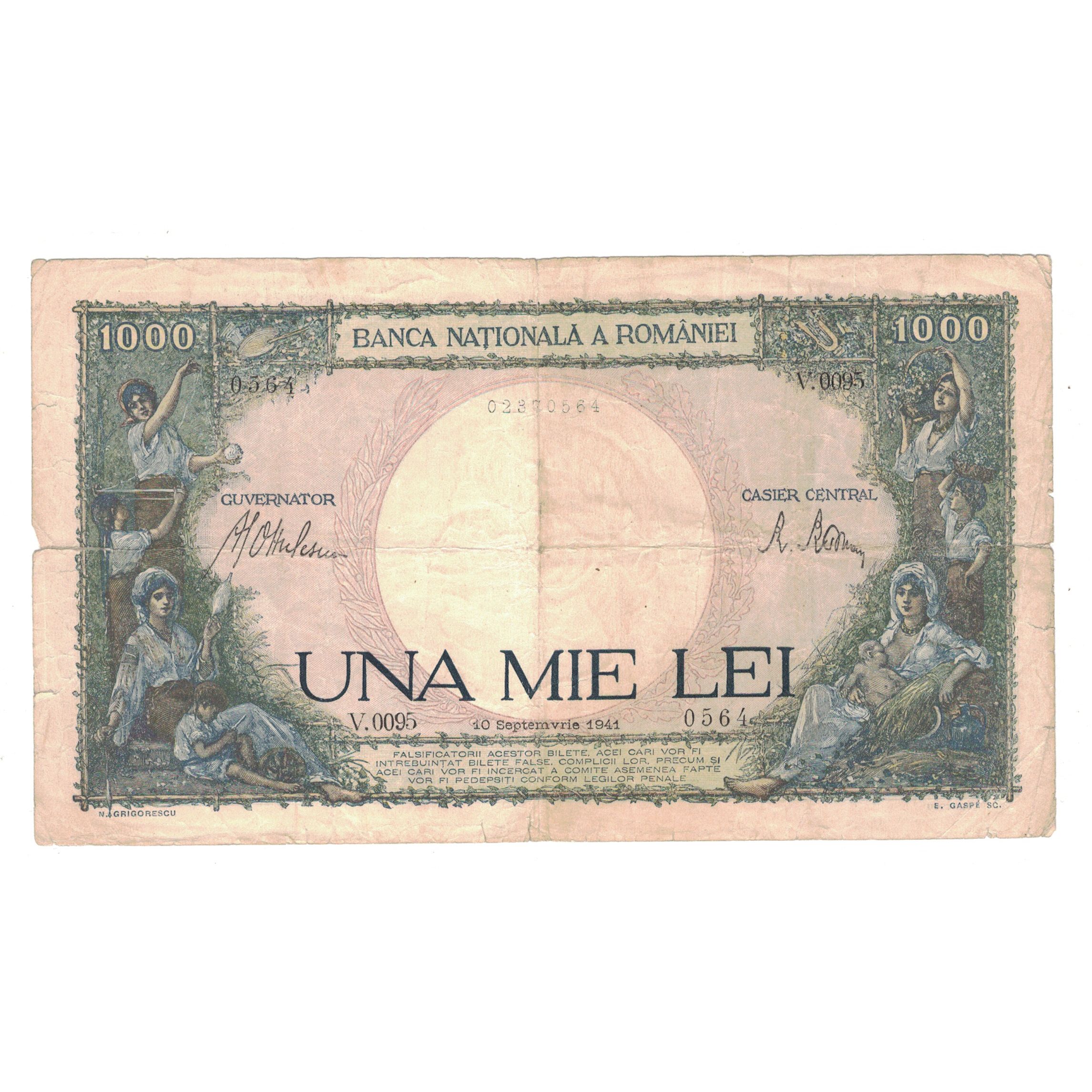 Banknote, Romania, 1000 Lei, 1941, 1941-09-10, KM:52a, VF(20-25)