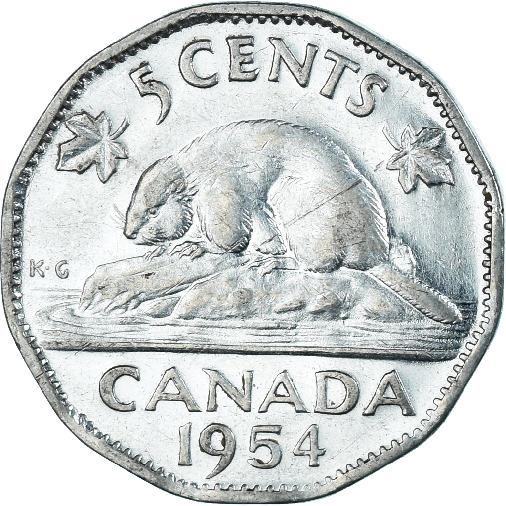 Coin, Canada, 5 Cents, 1954 | North & Central American and Caribbean Coins