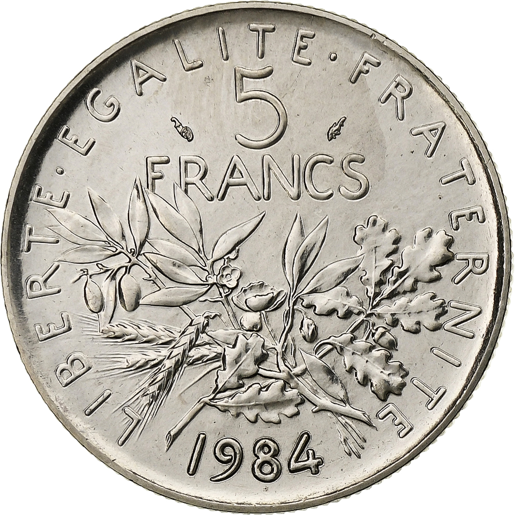 Coin, France, Semeuse, 5 Francs, 1984, Paris, série FDC, , Nickel Clad