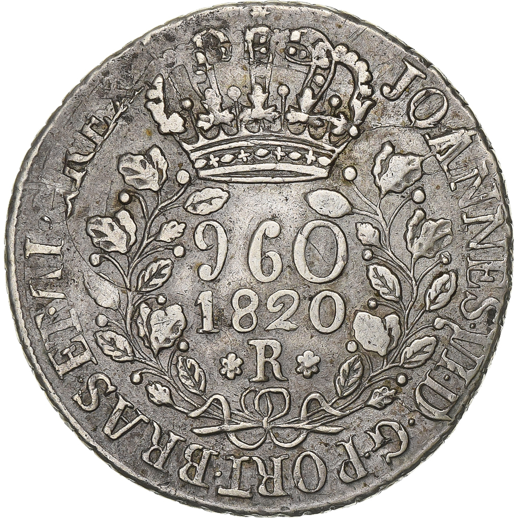 Brazil, João VI, 960 Reis, 1820, Rio de Janeiro, Overstruck, Silver,