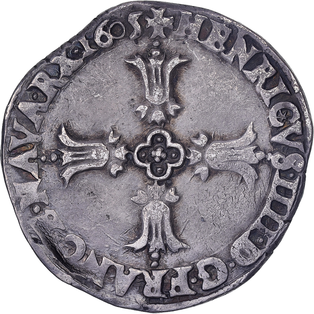 France, Henri IV, 1/4 Ecu, 1605, Bayonne, Silver, , Gadoury:597