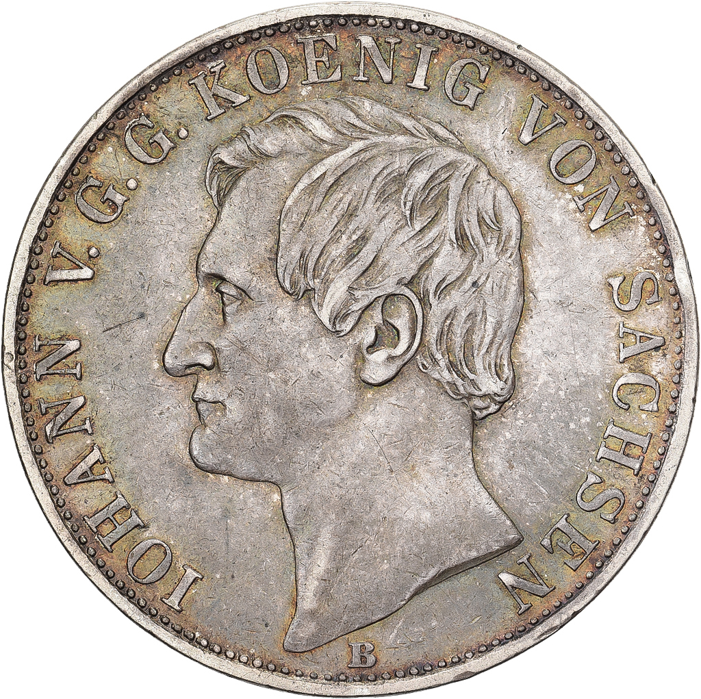 Kingdom of Saxony, Johann, 2 Thaler, Vereins, 1861, Dresden, Silver,