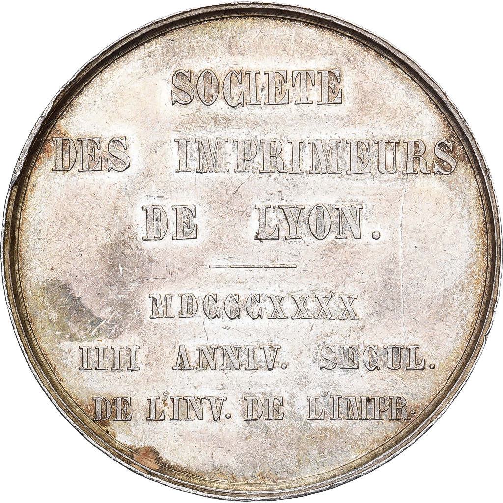 France, Token, Société des Imprimeurs de Lyon, 1840, Silver, | Tokens ...