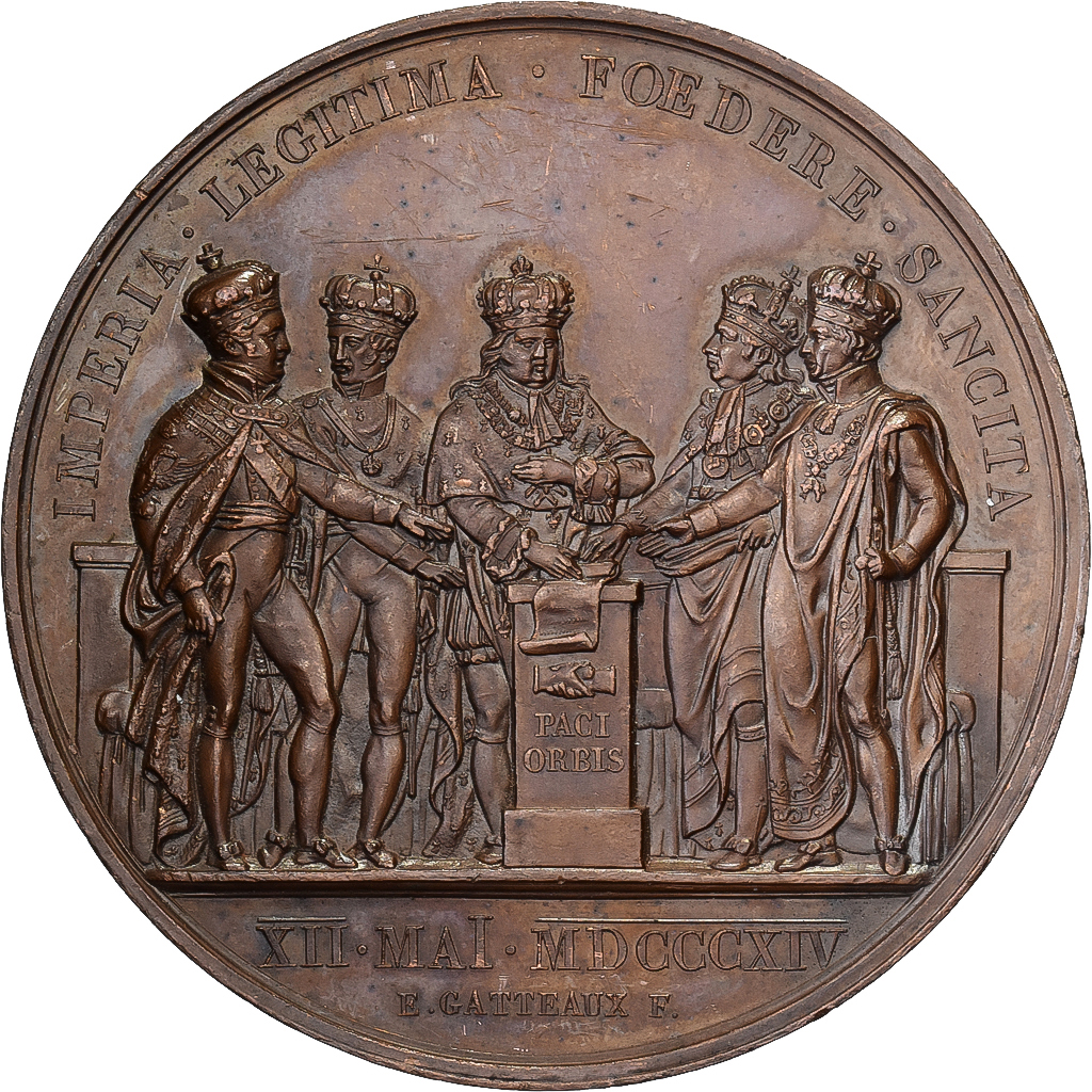 France, Medal, Louis XVIII, Treaty of Paris, 1814, Bronze, Andrieu,