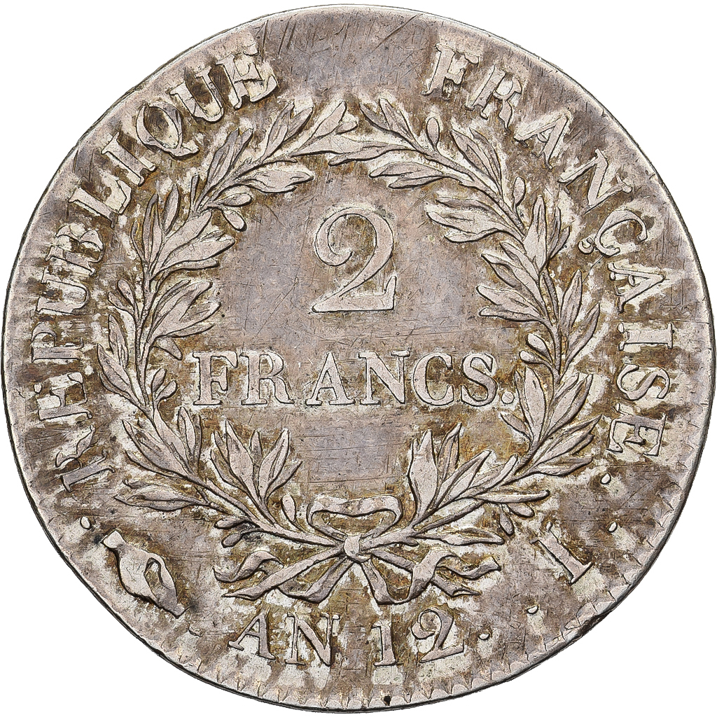 France, Napoléon Bonaparte, 2 Francs, An 12, Limoges, Silver,