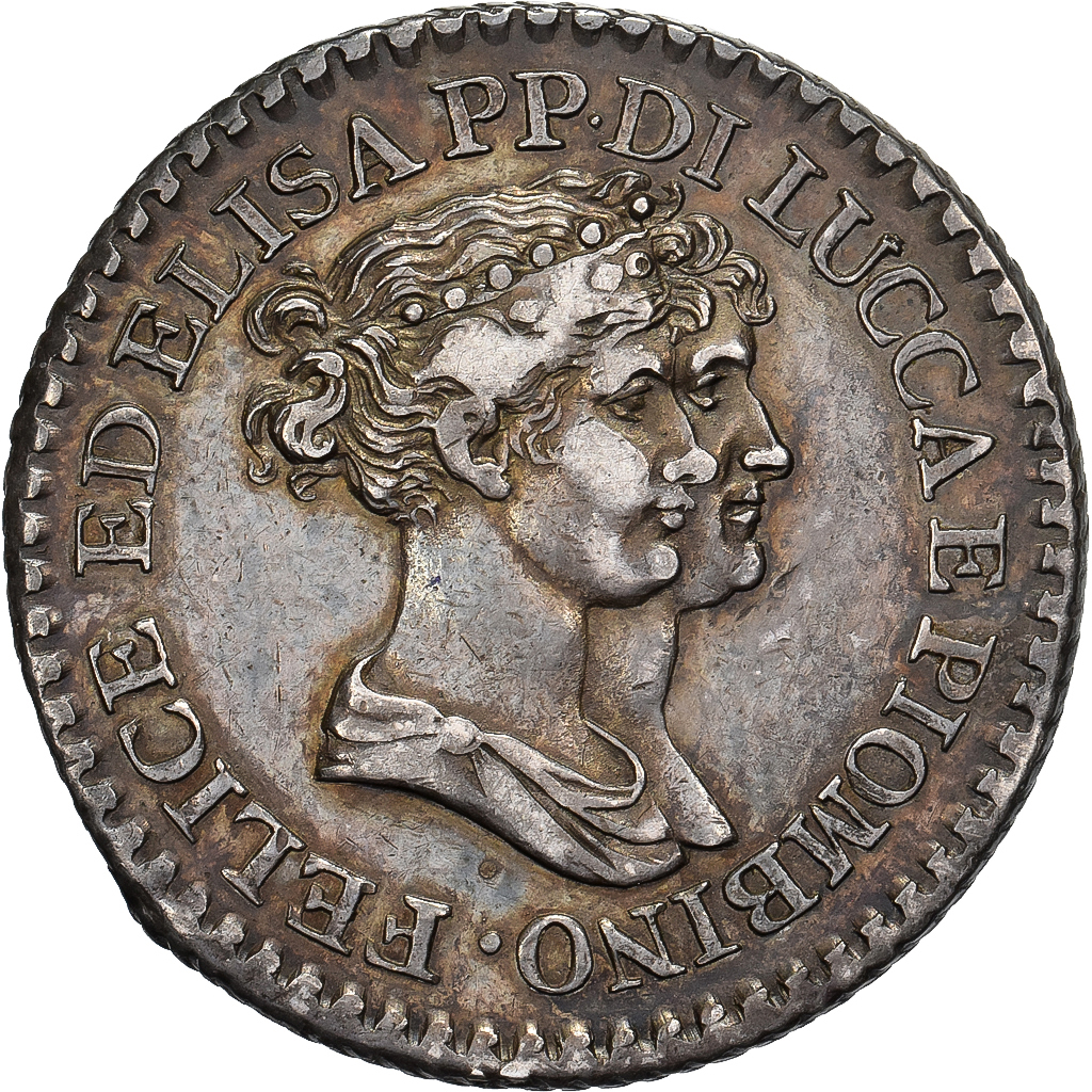 Principality of Lucca and Piombino, Felix and Elisa, 1 Franco, 1807 ...