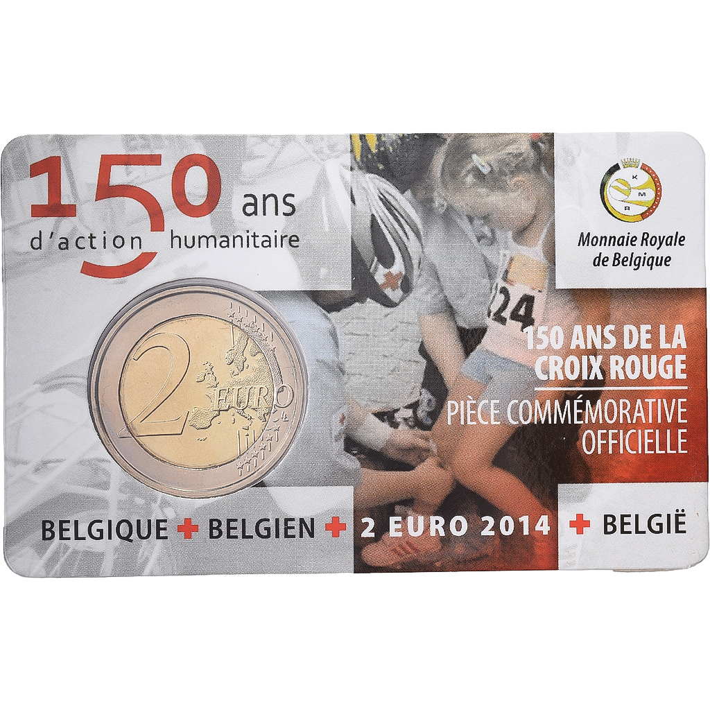 Belgium, 2 Euro, 150 ans de la Croix Rouge, Coin card, 2014, Bi-Metallic