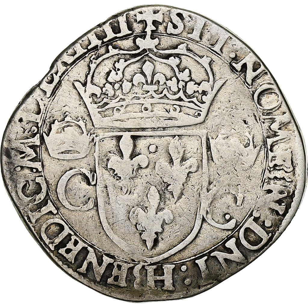 France, Charles IX, Teston aux 2 C couronnés, 1564, La Rochelle, Silver