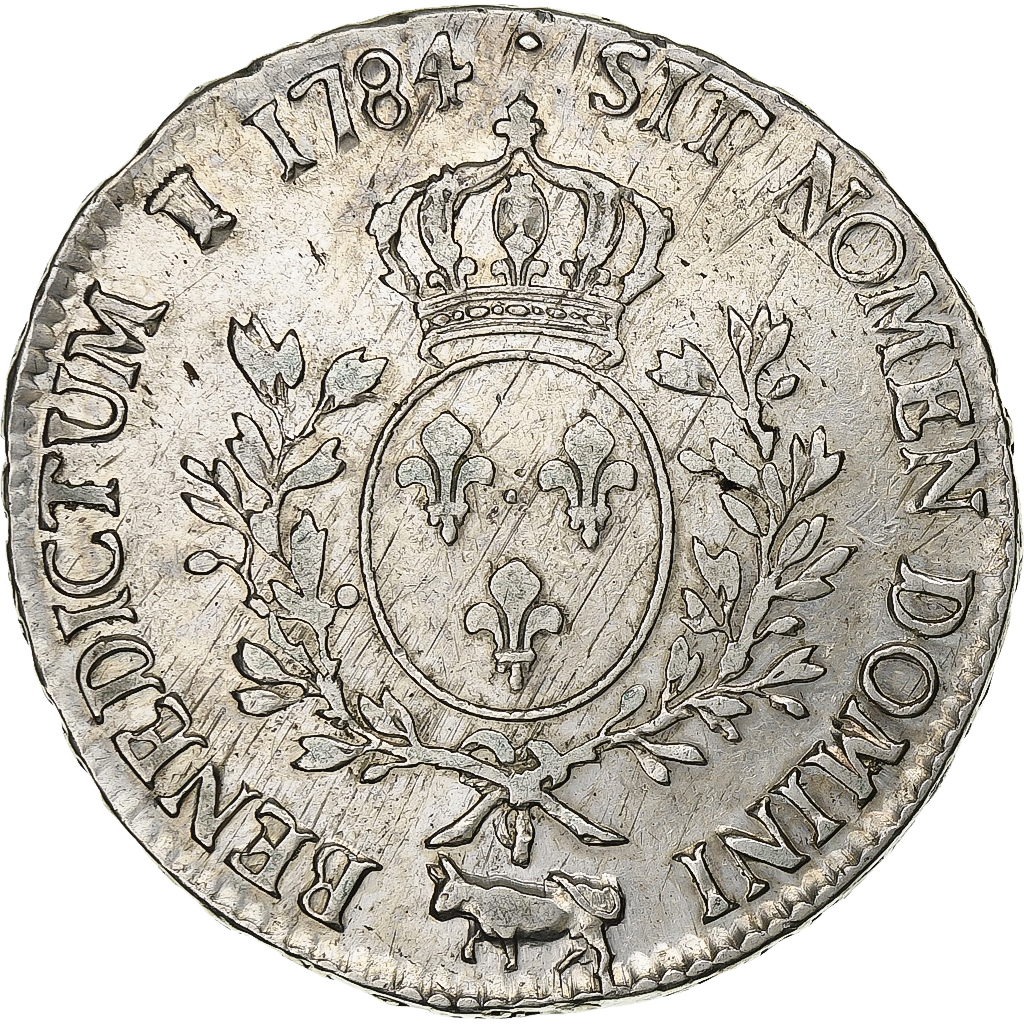 France, Louis XVI, Écu de Béarn aux branches d'olivier, 1784, Pau, Silver