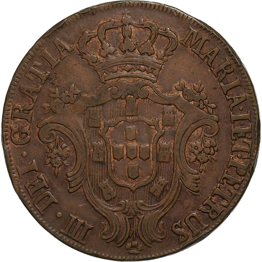 Portugal, Maria I and Pedro III, 10 Reis, 1778, Lisbon, Copper,