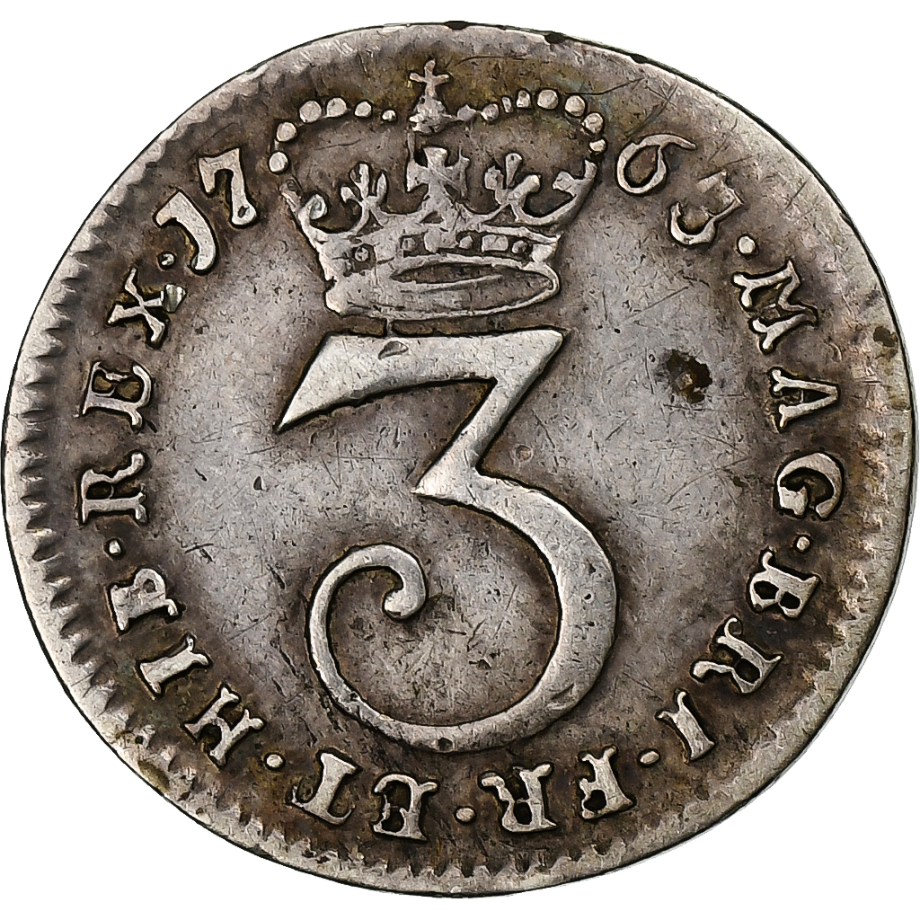 United Kingdom, George III, 3 Pence, 1763, London, Silver, | European Coins