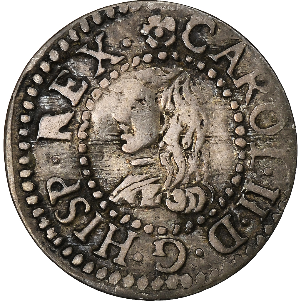 Principality of Catalonia, Charles II, Croat, 1682, Barcelona, Silver