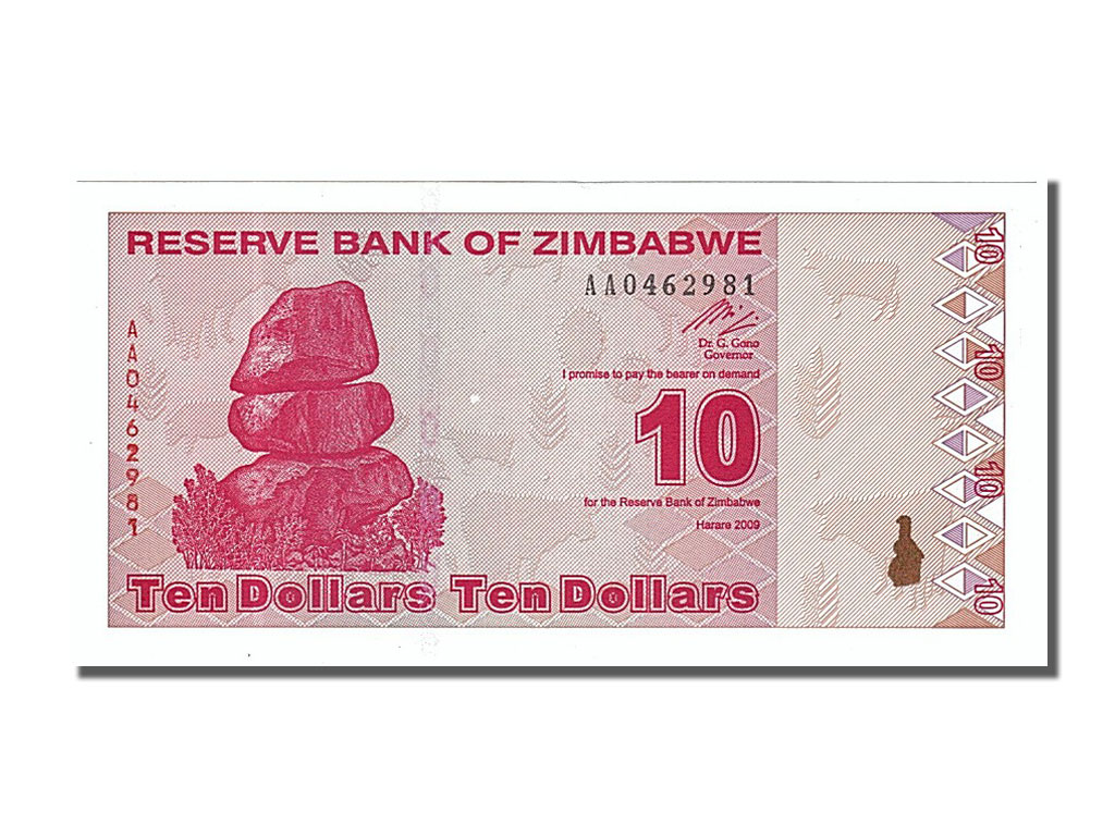 Banknote, Zimbabwe, 10 Dollars, 2009, UNC(65-70) | World Paper Money