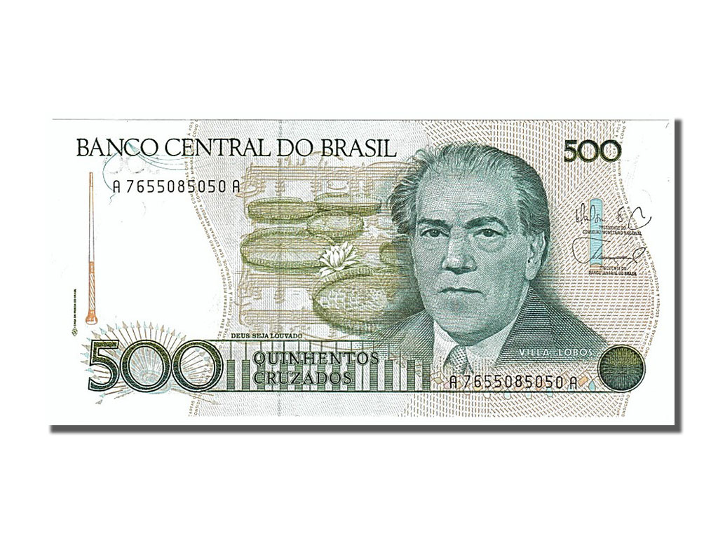 Banknote, Brazil, 500 Cruzados, 1988, UNC(65-70) | World Paper Money