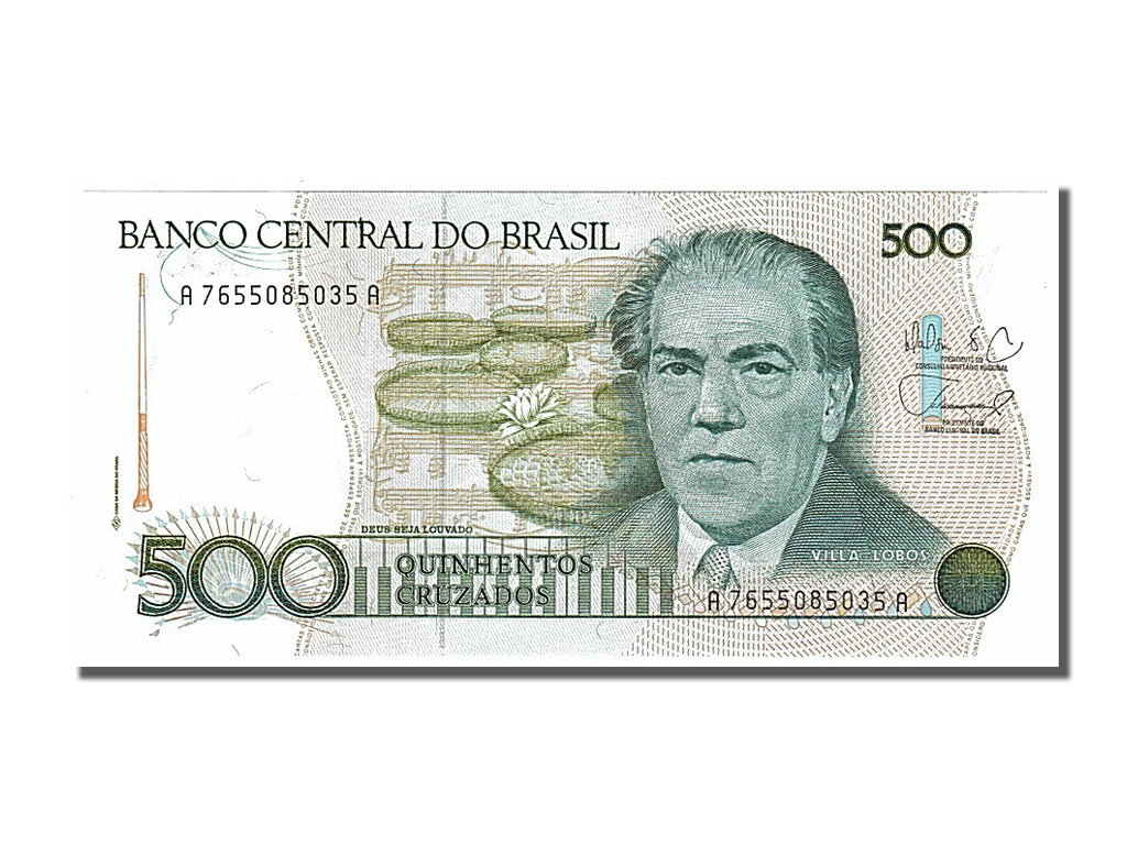 Banknote, Brazil, 500 Cruzados, 1988, UNC(65-70) | World Paper Money