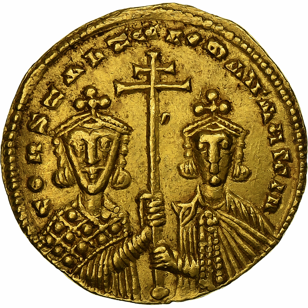 Constantine VII, with Romanus II, Solidus, 945-959, Constantinople, Gold