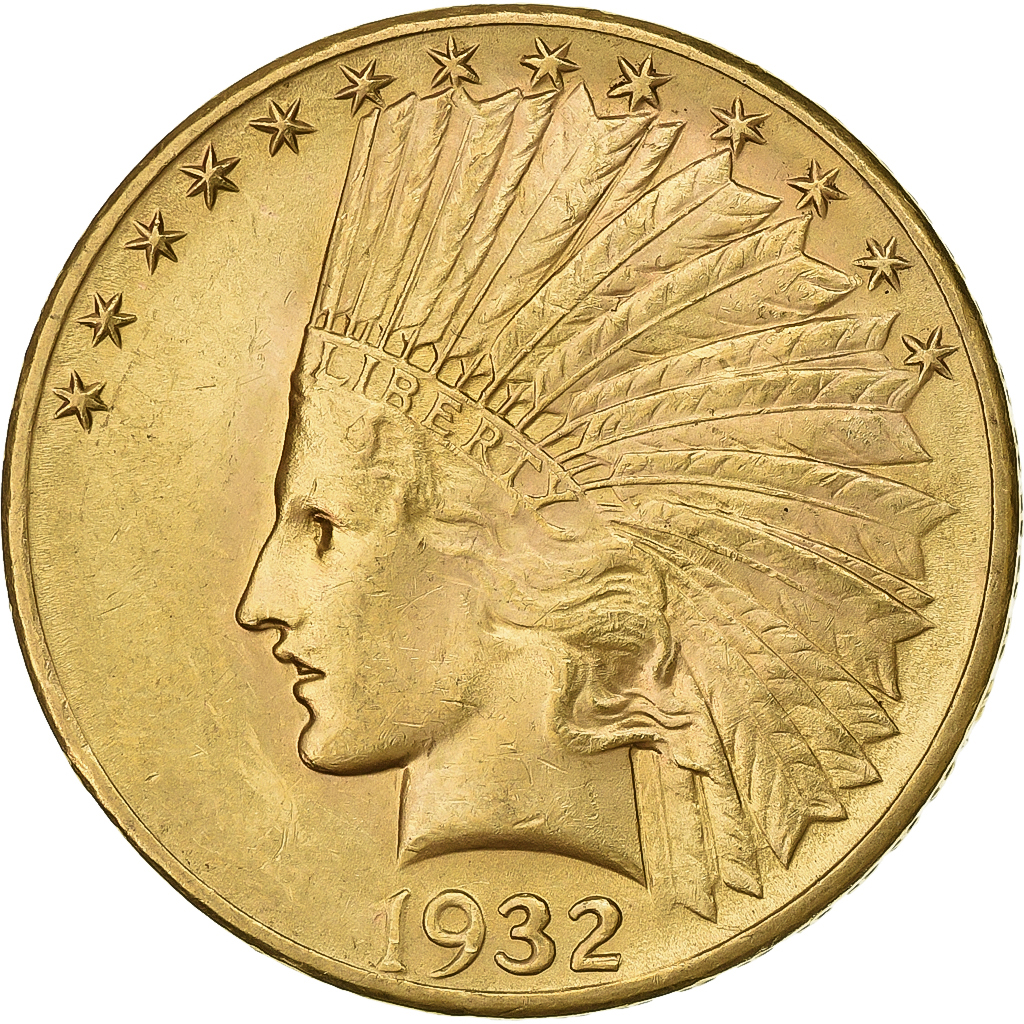 United States, 10 Dollars, Indian Head, 1932, Philadelphia, Gold,