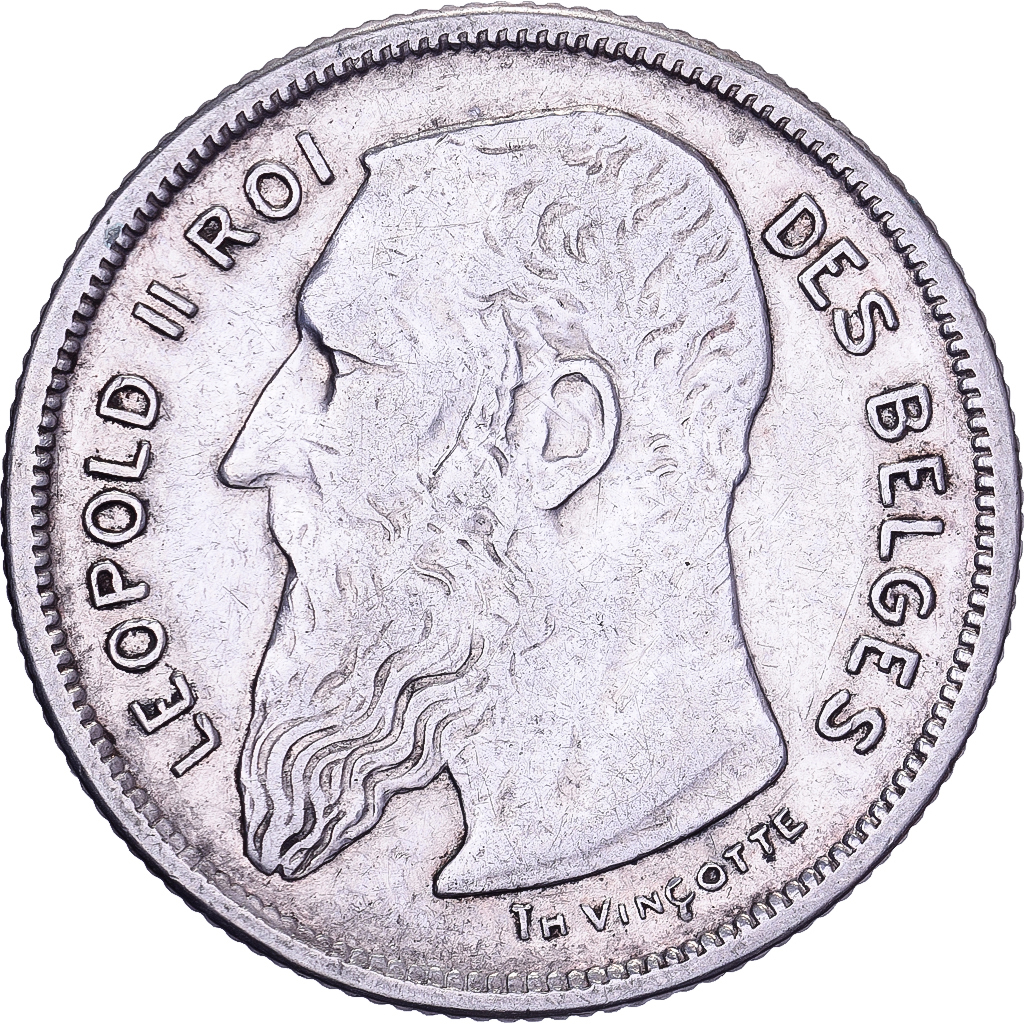 Belgium, Leopold II, 2 Francs, 1904, Royal Belgium Mint, Silver,