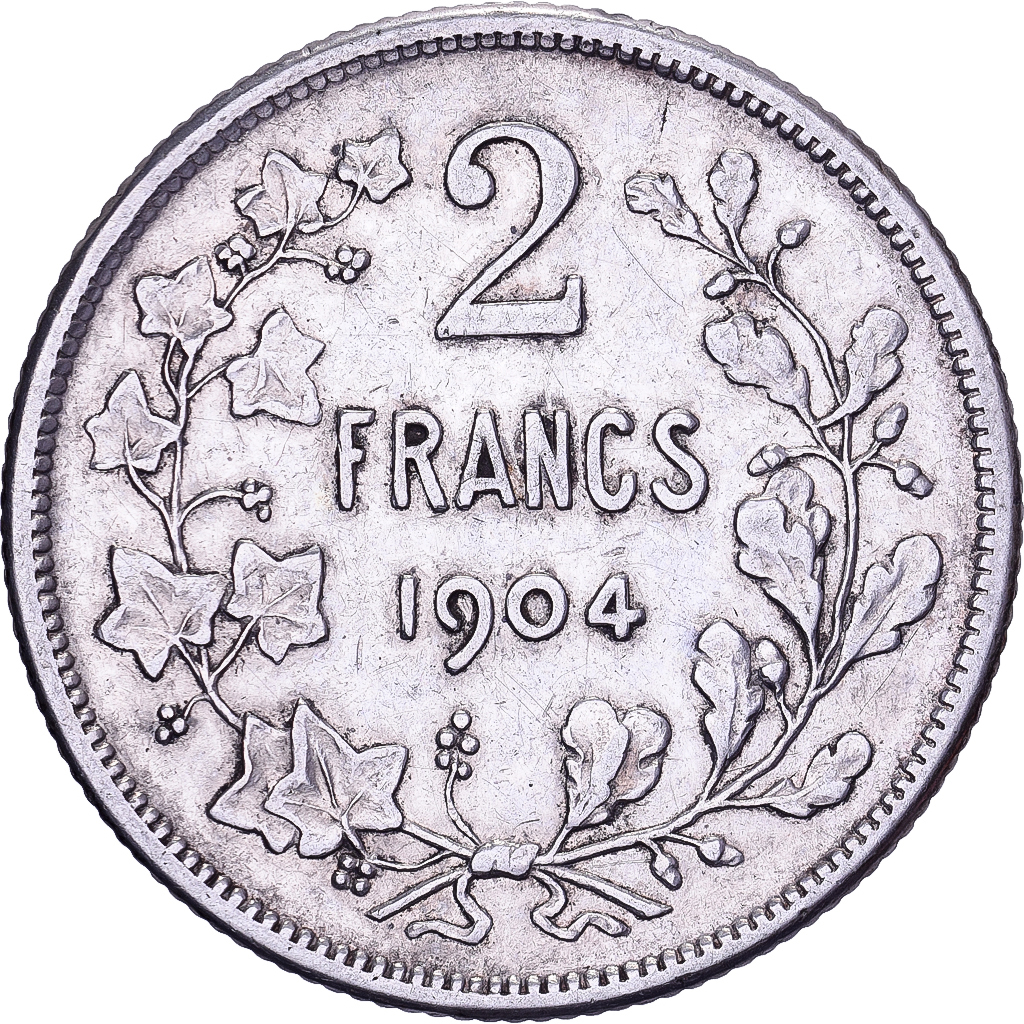 Belgium, Leopold II, 2 Francs, 1904, Royal Belgium Mint, Silver,