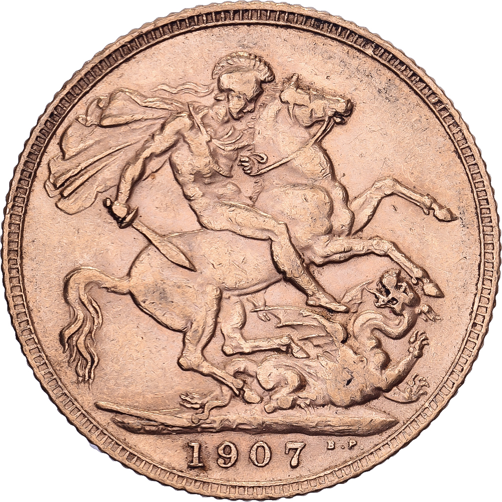 United Kingdom, Edward VII, Sovereign, 1907, British Royal Mint, Gold
