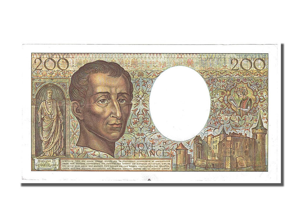 Banknote, France, 200 Francs, 200 F 1981-1994 ''Montesquieu'', 1991, AU ...