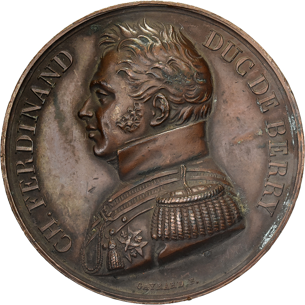 France, Medal, Charles Ferdinand Duc de Berry, 1820, Bronze, Gayrard,