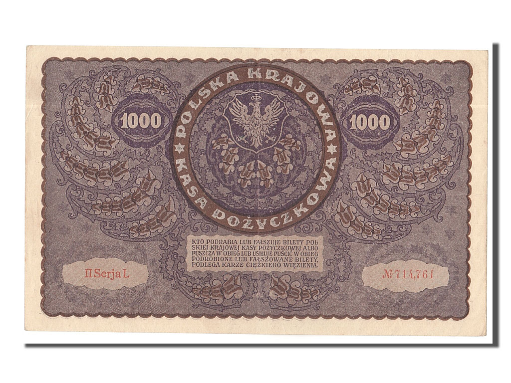 Banknote, Poland, 1000 Marek, 1919, 1919-08-23, AU(55-58) | World Paper ...