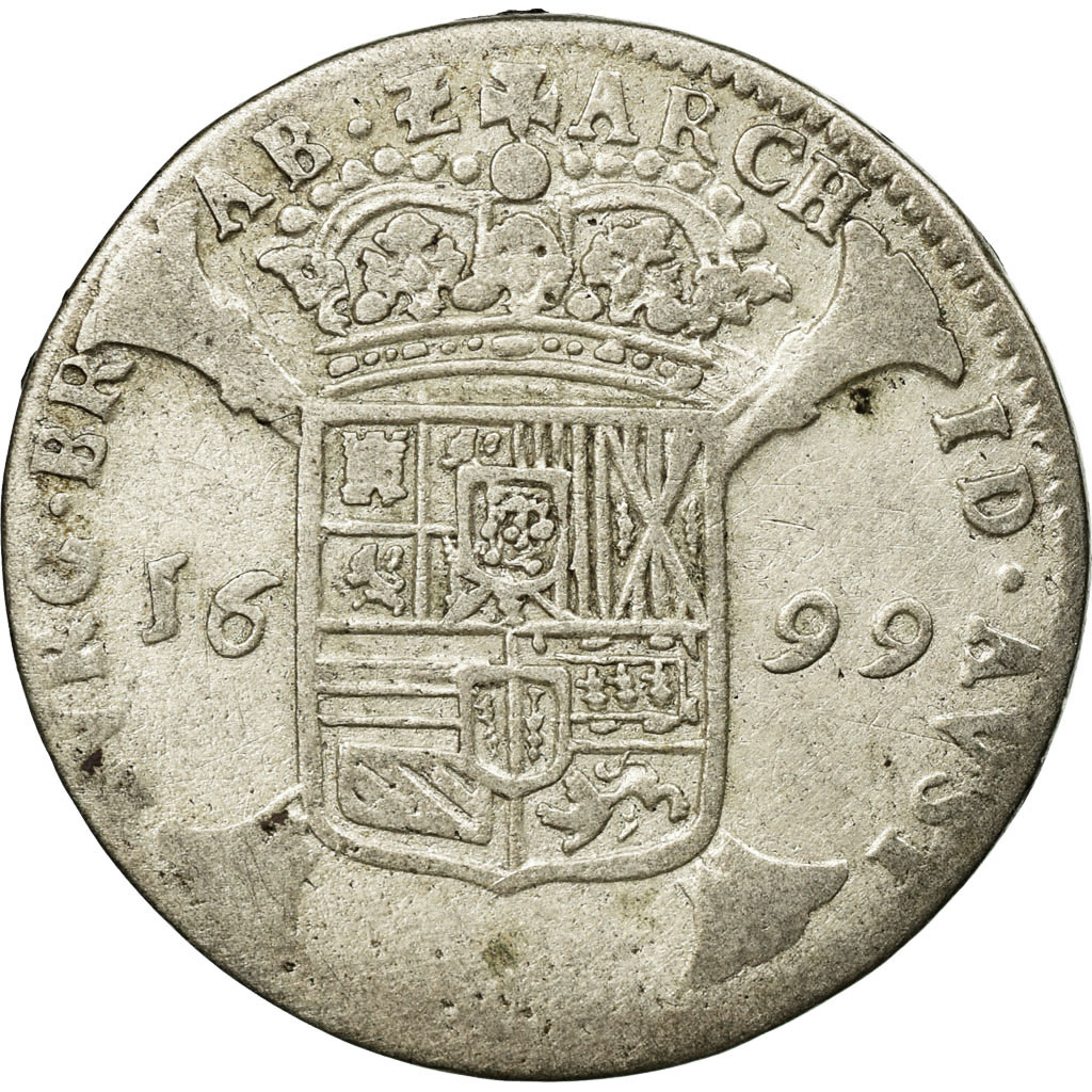 Coin, Spanish Netherlands, BRABANT, Escalin, 1699, Antwerp, , Silver