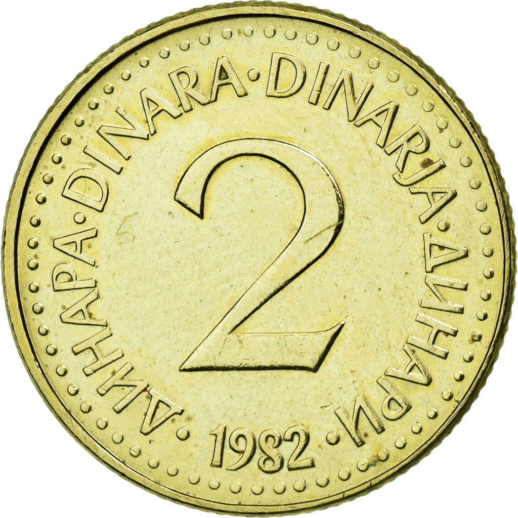 Coin, Yugoslavia, 2 Dinara, 1982, , Nickel-brass, KM:87 | European Coins