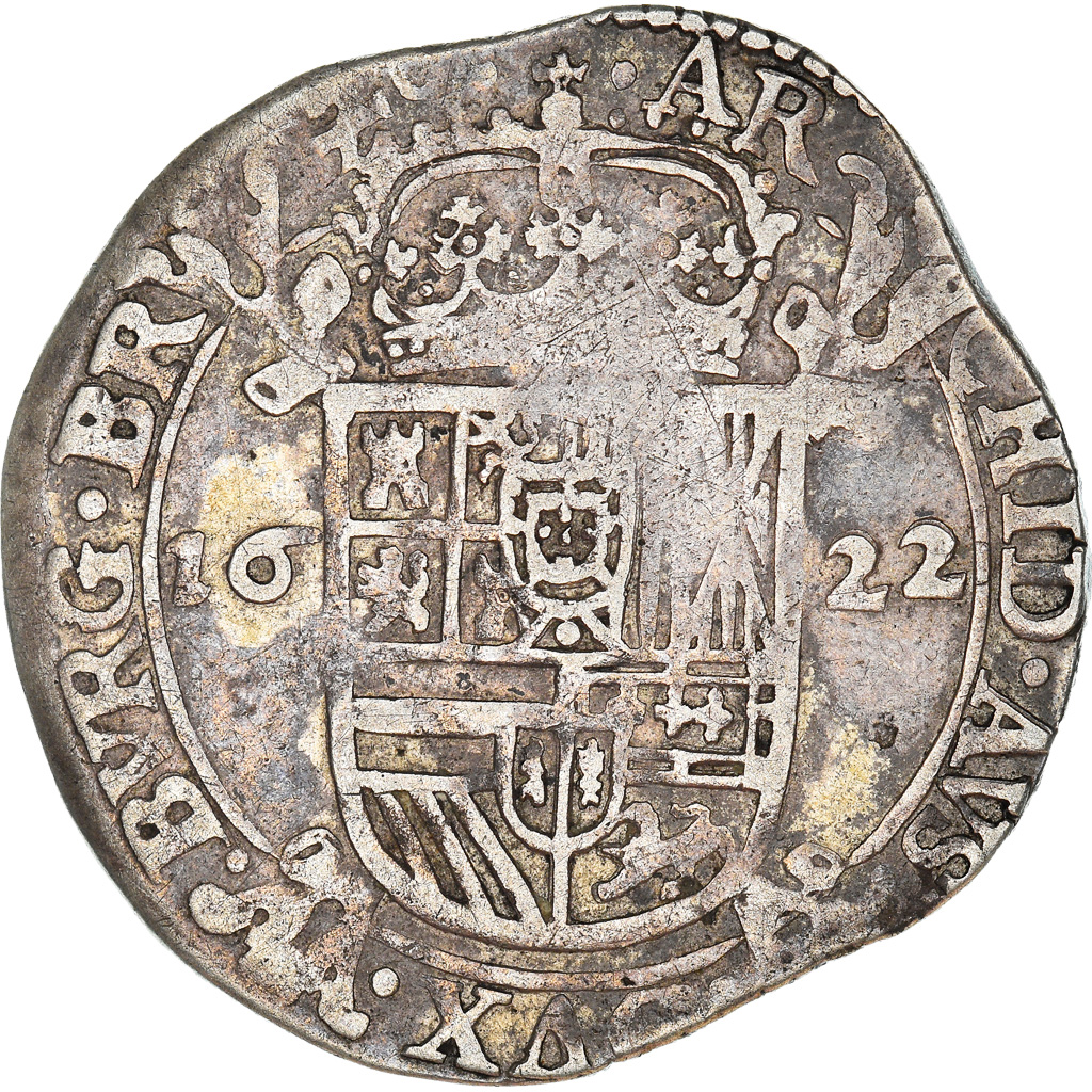 Coin, Spanish Netherlands, BRABANT, Escalin, 1622, Antwerp, , Silver
