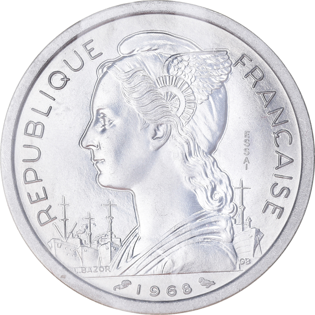 Coin, FRENCH AFARS & ISSAS, 2 Francs, 1968, Paris, ESSAI, , Aluminium