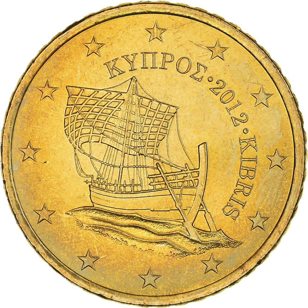 Cyprus, 50 Euro Cent, 2012, MS(64), Brass, KM:83 | European Coins