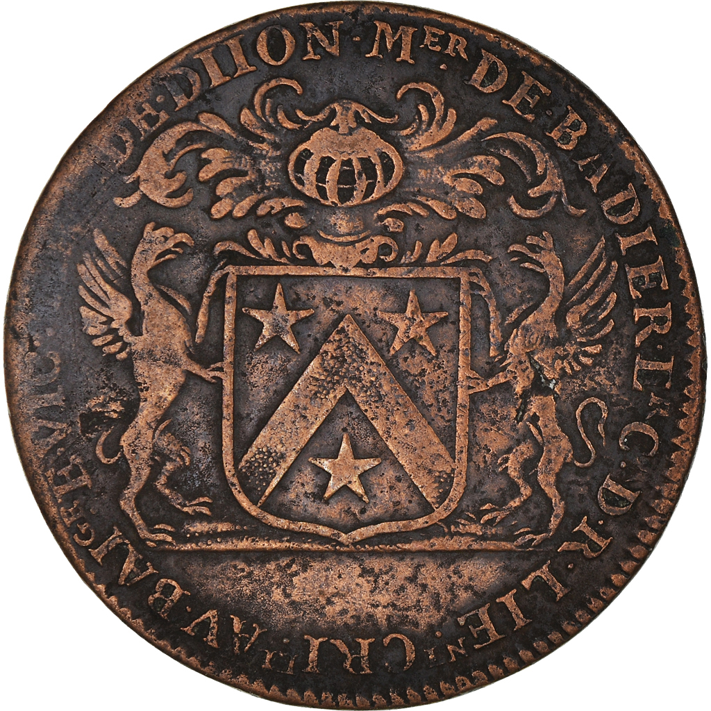 France, Token, Royal, Maires de Dijon, Mathieu de Badier, 1685,