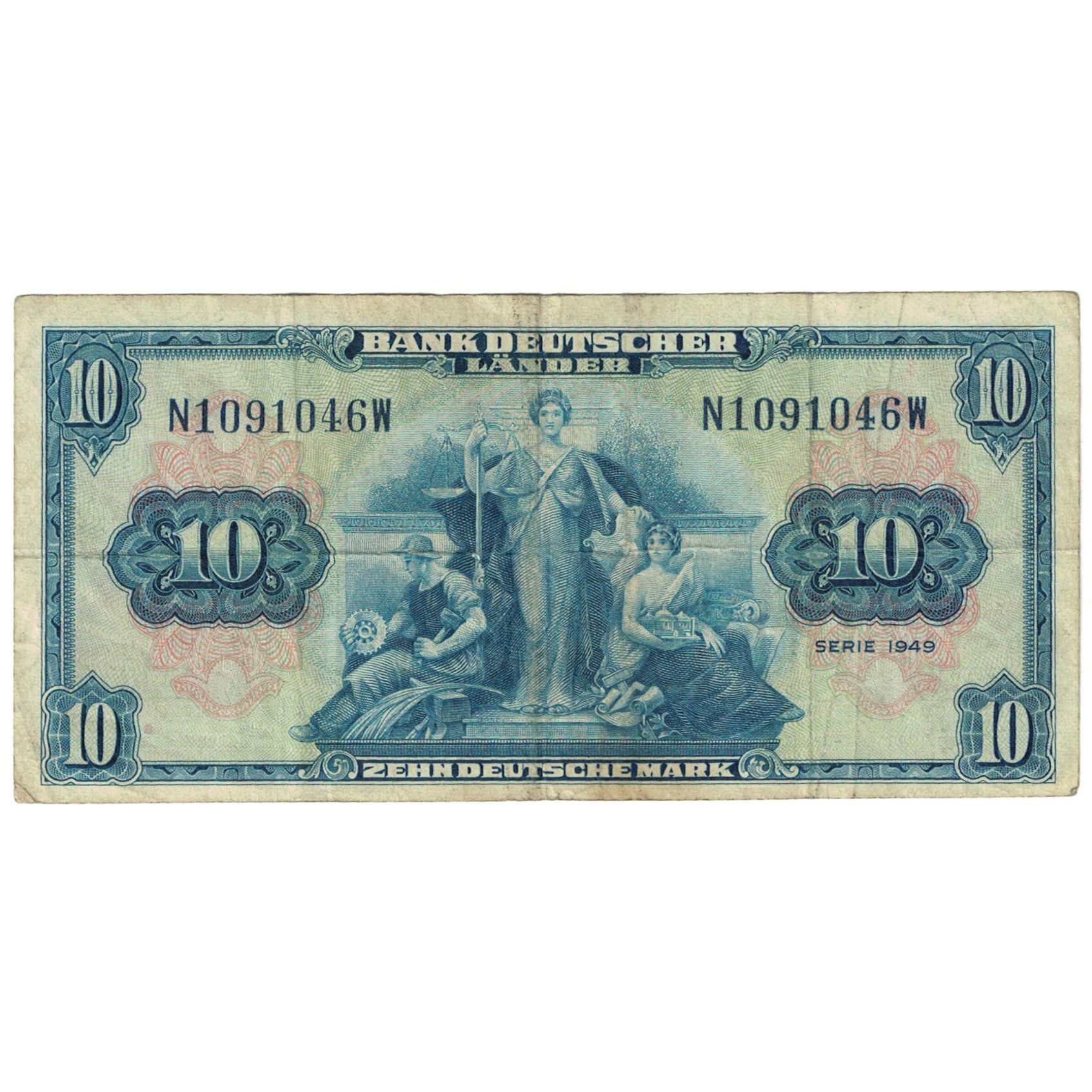 Banknote, GERMANY - FEDERAL REPUBLIC, 10 Deutsche Mark, 1949, 1949-08-22
