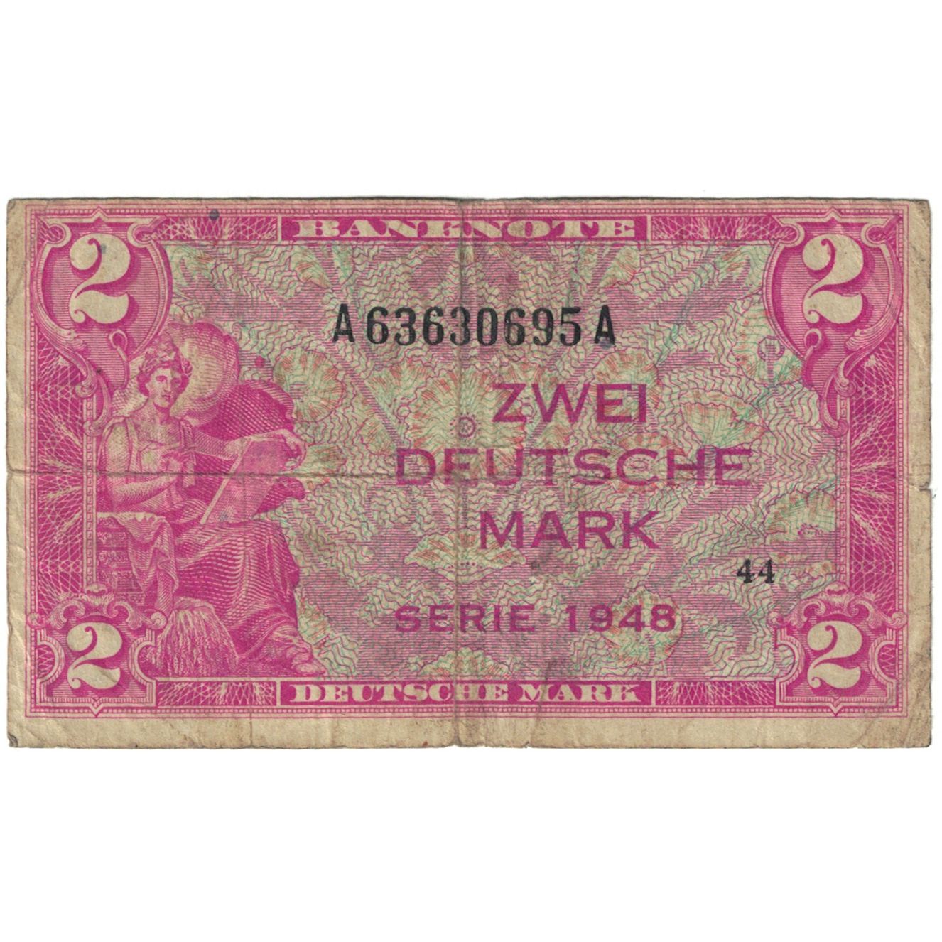 Banknote, GERMANY - FEDERAL REPUBLIC, 2 Deutsche Mark, 1948, KM:3b, VG ...