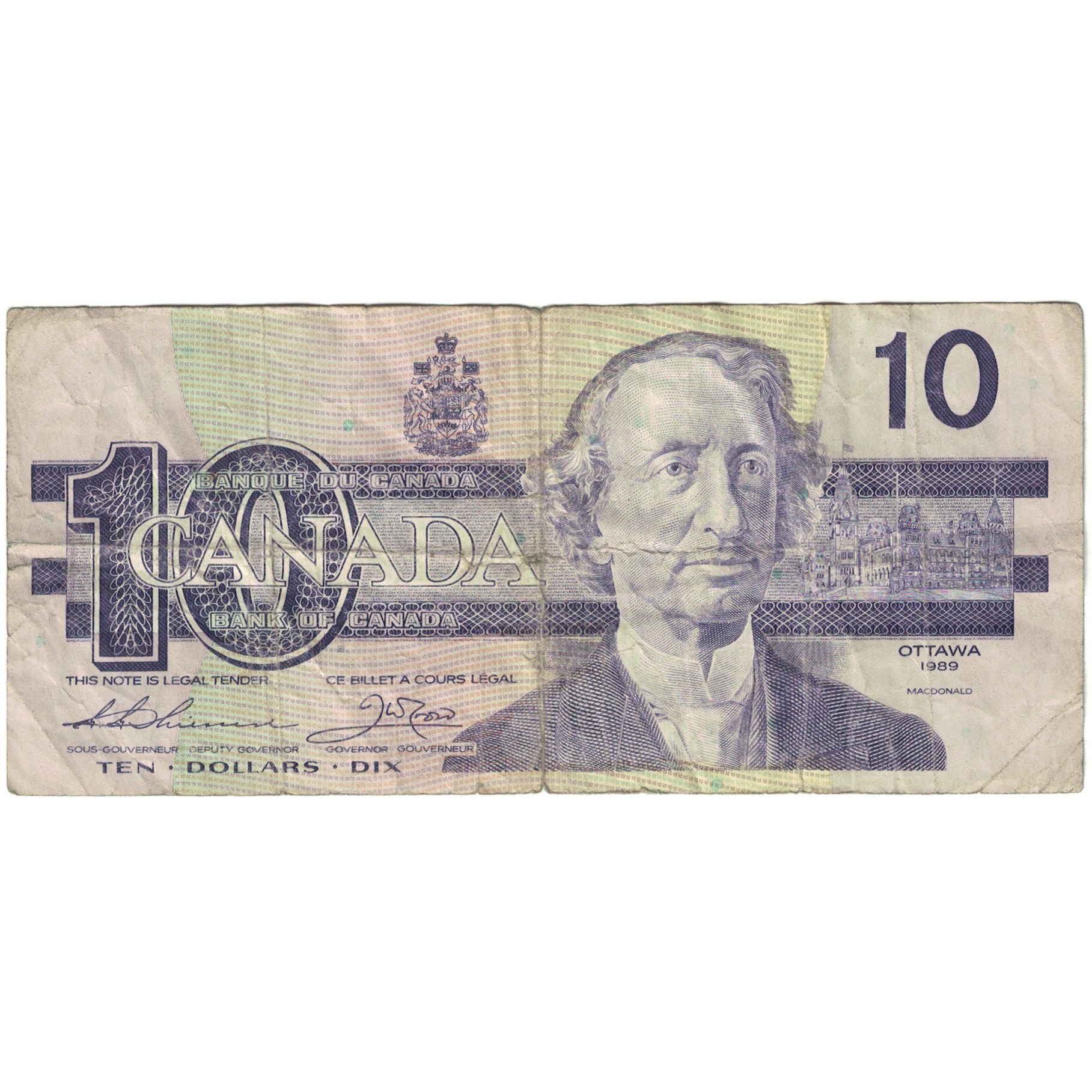 Banknote, Canada, 10 Dollars, 1989, KM:96a, VG(8-10) | World Paper Money